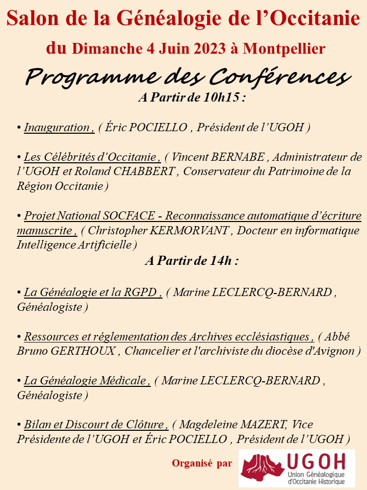 le 1er grand Salon de la Généalogie d'Occitanie - Union Généalogique d ...